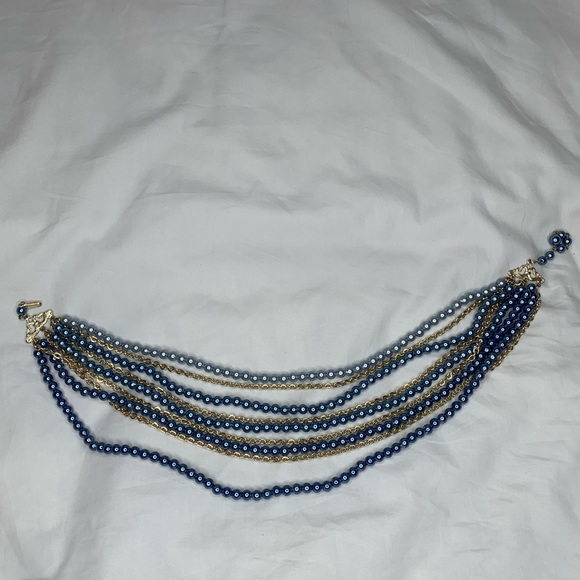 Hong Kong | Jewelry | Hong Kong Multistrand Blue Beadsgold Tone Chains ...
